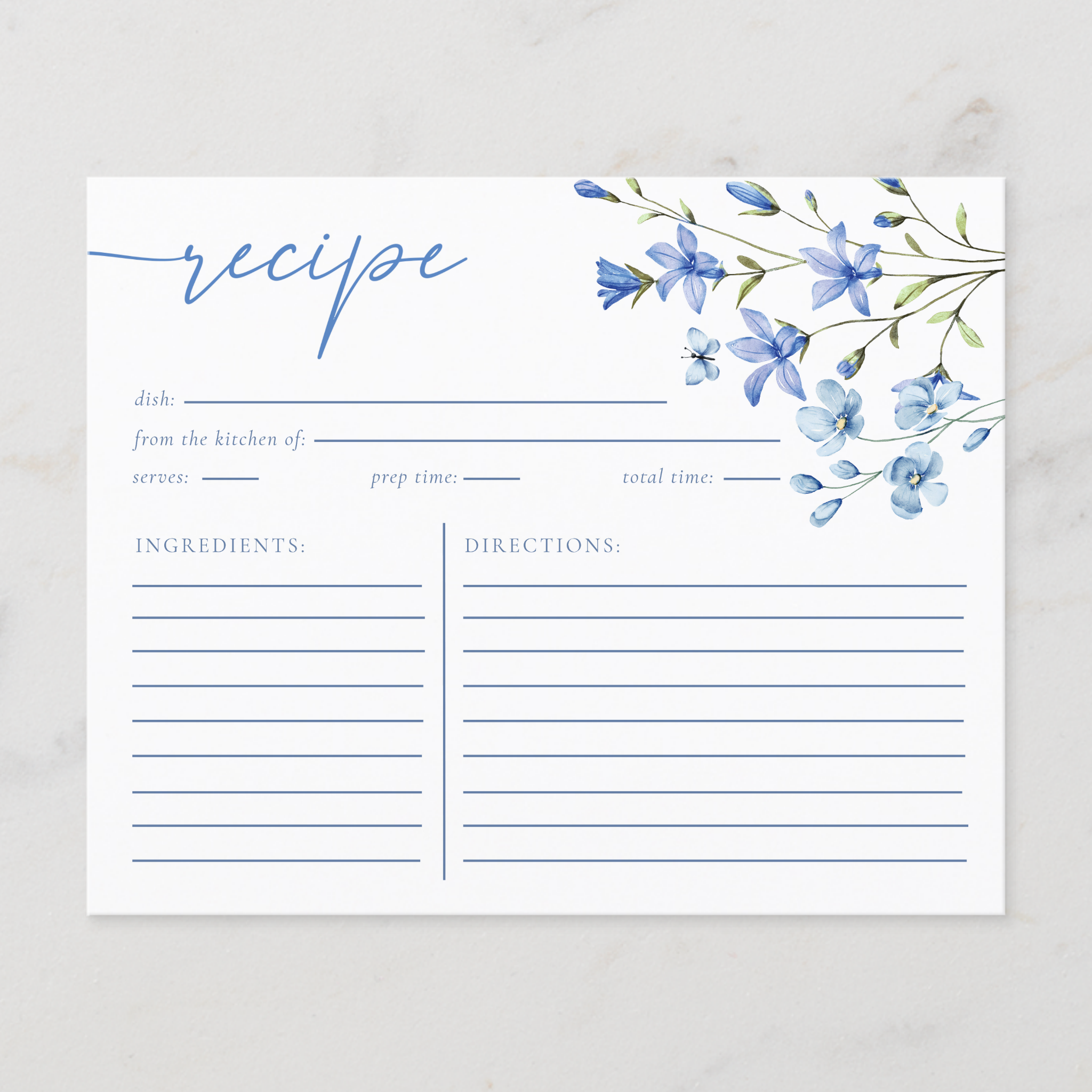 BLUE WILDFLOWER Recipe Card – MILKY PAPERIE