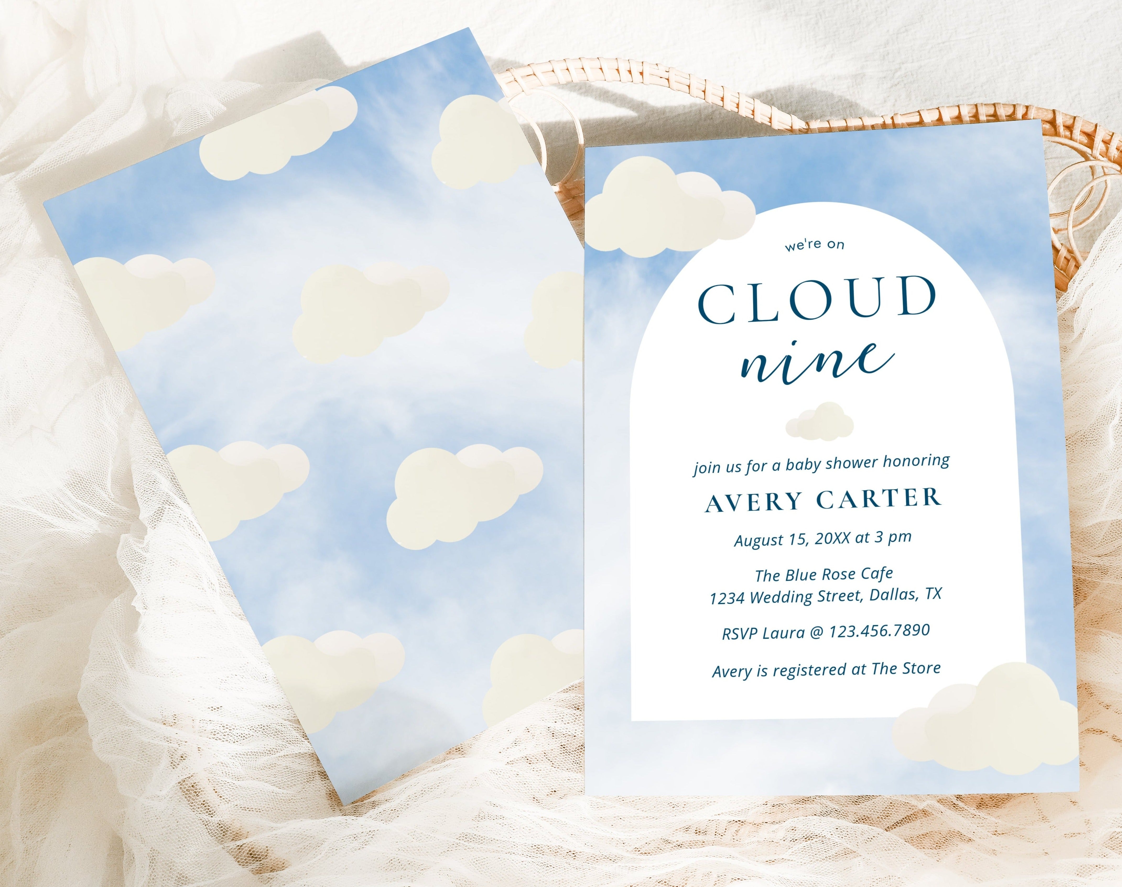Cloud Themed Baby Shower Cloud & Blue Sky Baby Shower Invitation