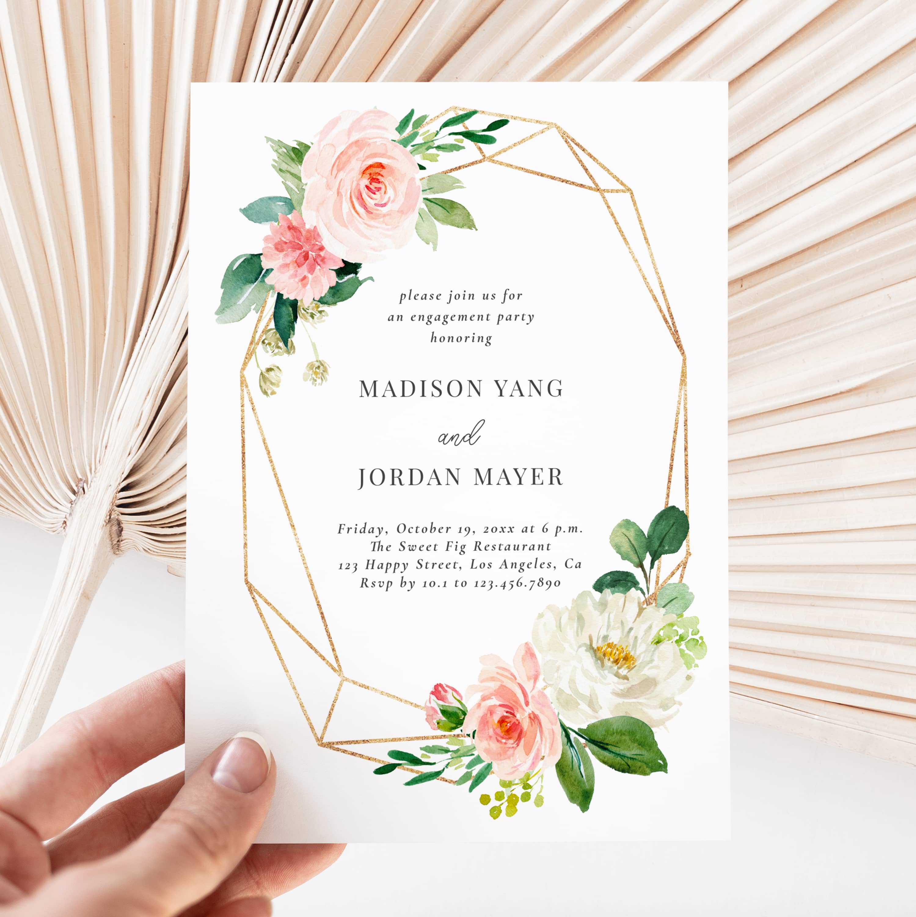 BLUSH PINK FLORAL Engagement Party Invitation – MILKY PAPERIE
