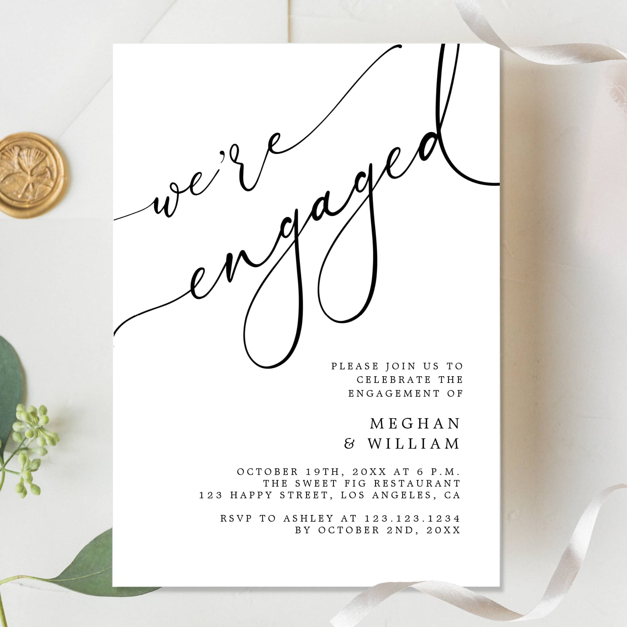 PLAYFUL SCRIPT Engagement Party Invitation – MILKY PAPERIE