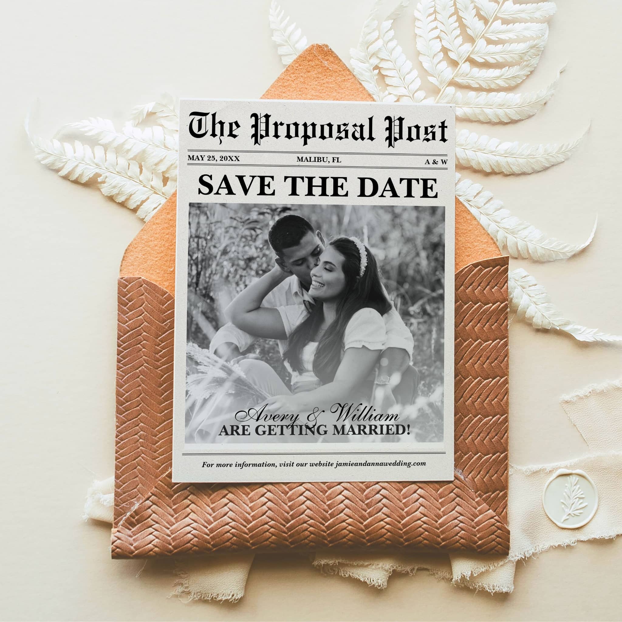 NEWSPAPER Save The Date Invitation – MILKY PAPERIE
