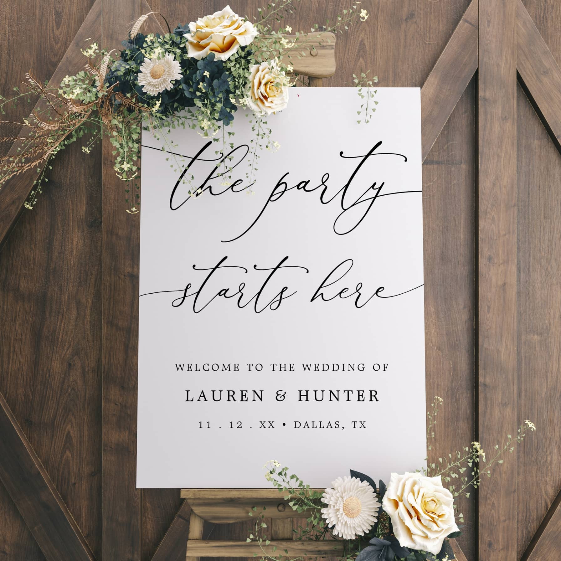 CALLIGRAPHY The Party Starts Here Sign – MILKY PAPERIE